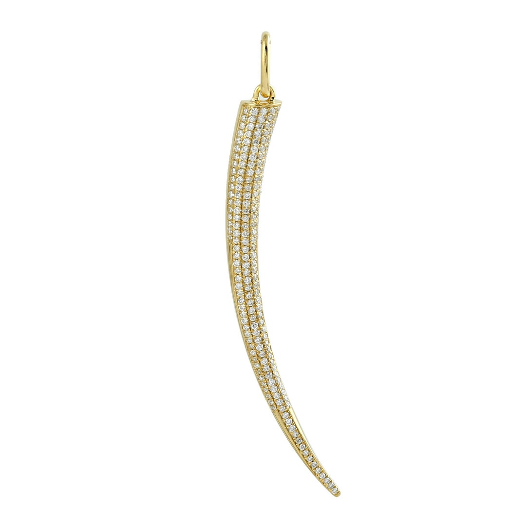 14K Yellow Gold Tusk Pendant – Handmade Pave Diamond Jewelry, Statement ...