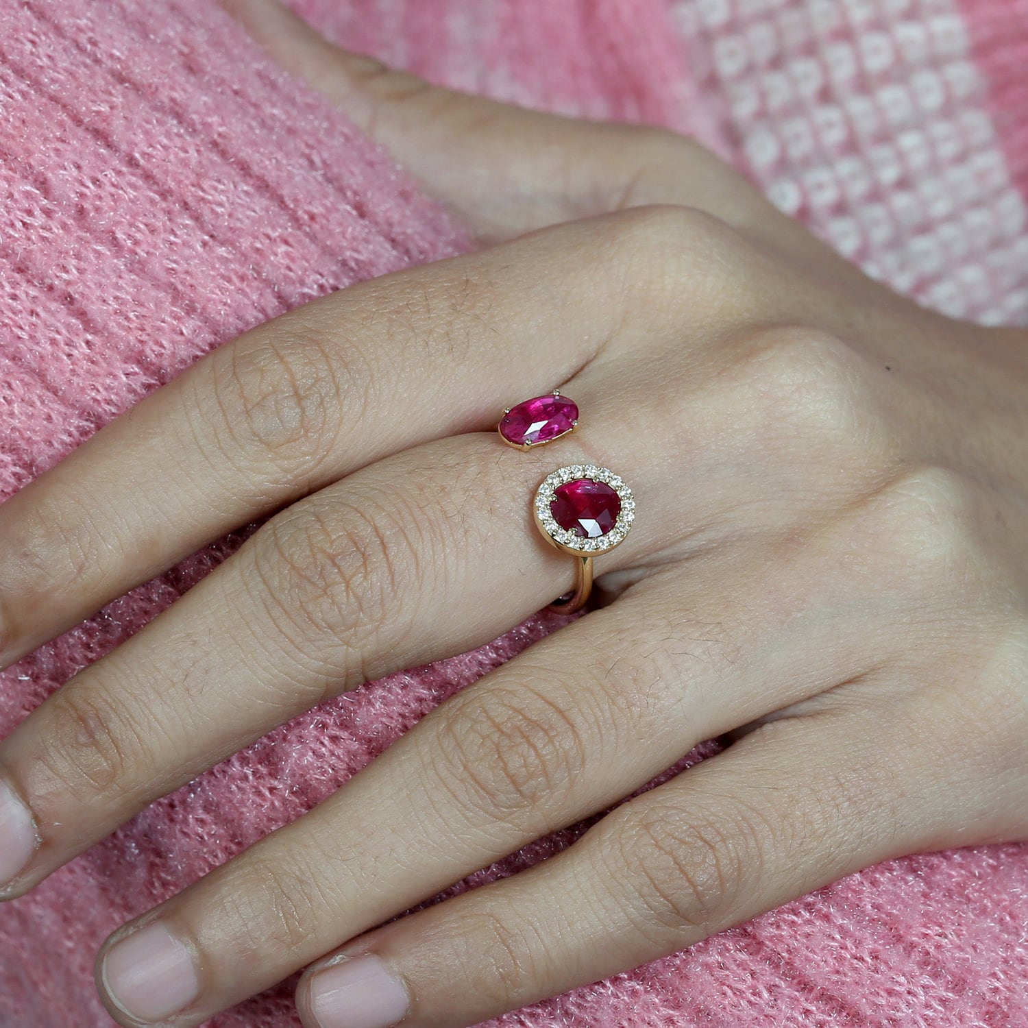 18K Yellow Gold Ruby & Diamond Bypass Ring by Barnaby Elegant Fine ...