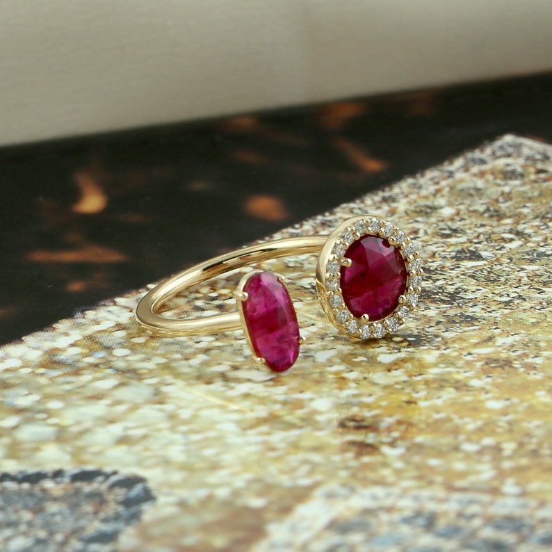 18K Yellow Gold Ruby & Diamond Bypass Ring by Barnaby Elegant Fine ...