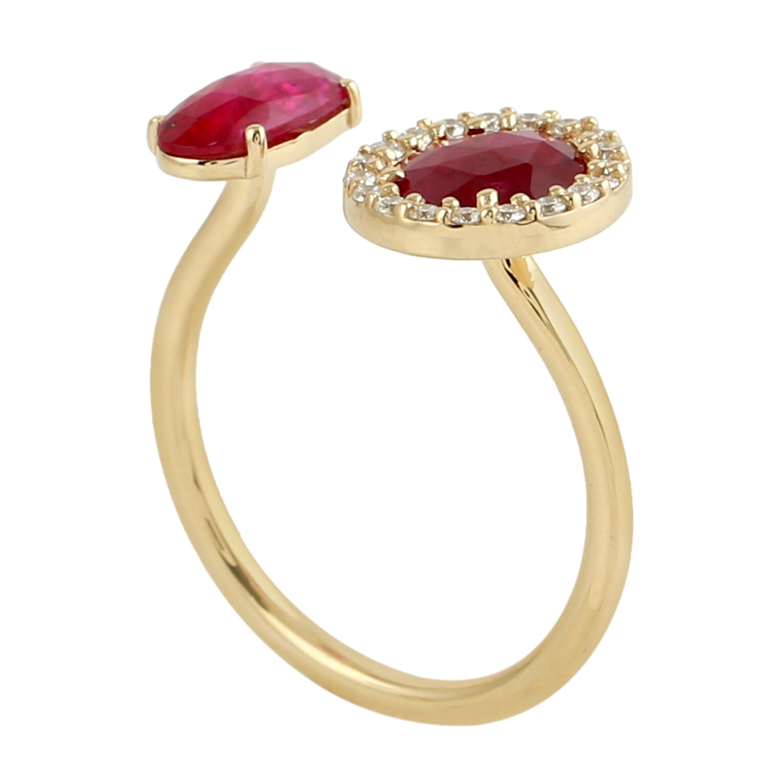 18K Yellow Gold Ruby & Diamond Bypass Ring by Barnaby Elegant Fine ...