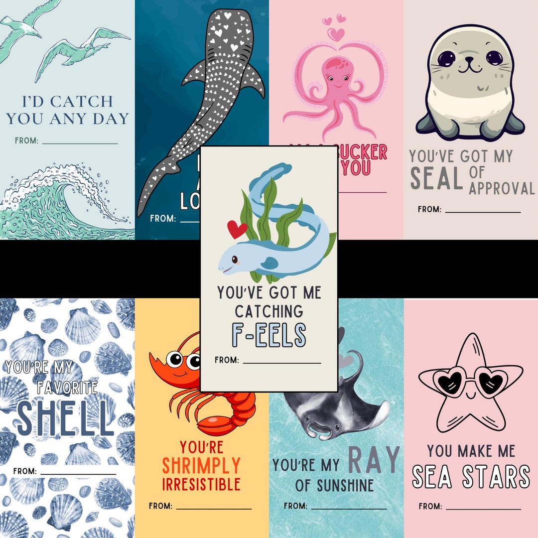 Ocean-themed Valentine’s Day Cards - Etsy