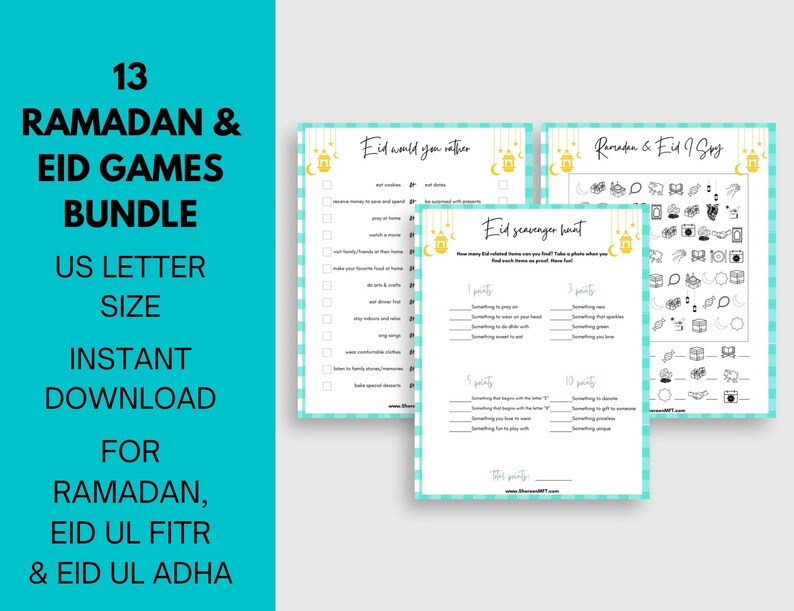 13 Printable Ramadan and Eid Day Games Bundle / Muslim Family Fun ...