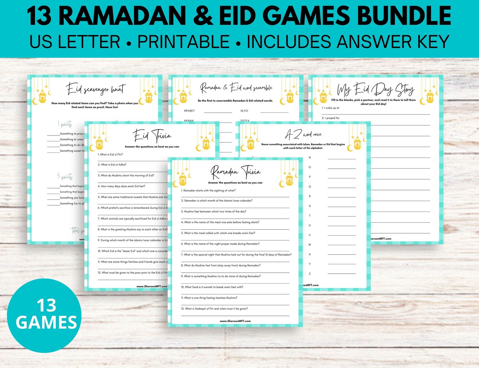 13 Printable Ramadan and Eid Day Games Bundle / Muslim Family Fun ...