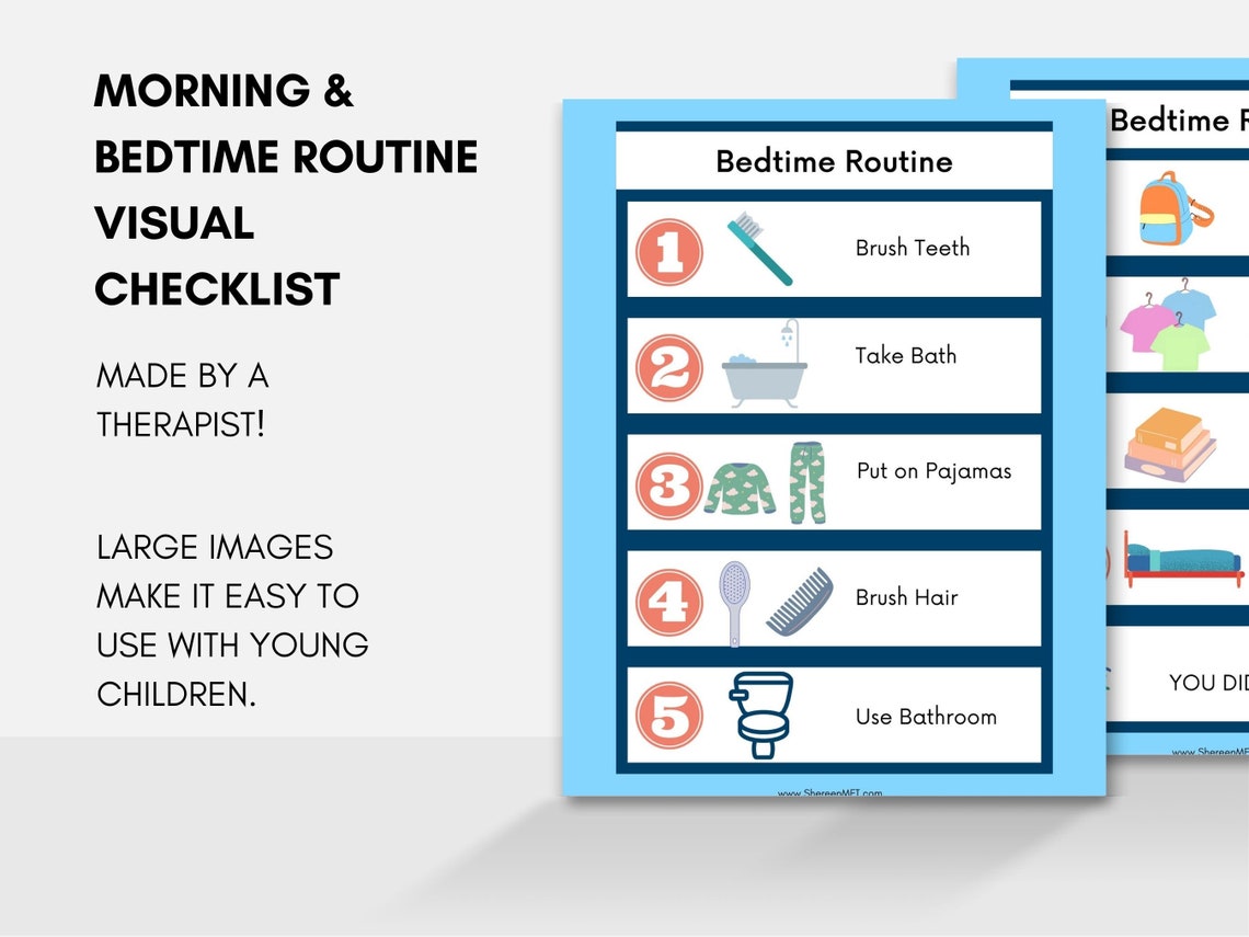 Children's Morning & Bedtime Routine Visual Checklist Printable - Etsy