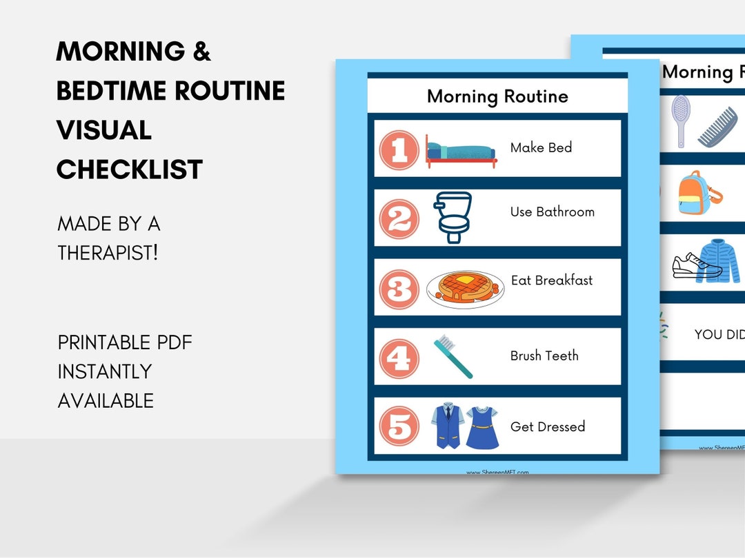 Children's Morning & Bedtime Routine Visual Checklist Printable - Etsy