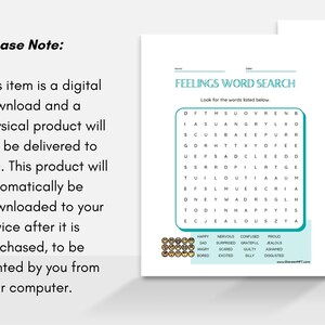 Feelings Word Search Printable Page With Solutions for Kids & Adults ...