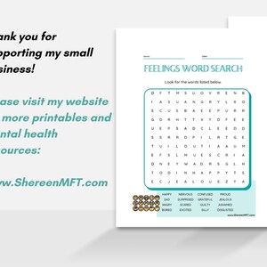 Feelings Word Search Printable Page With Solutions for Kids & Adults ...