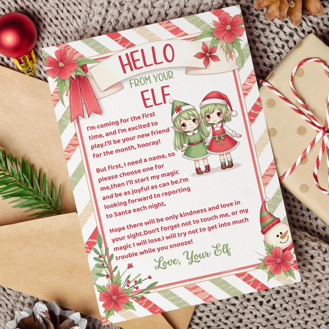 Editable Cute Elf Arrival Letter Template | Pastel Christmas Elf Note ...
