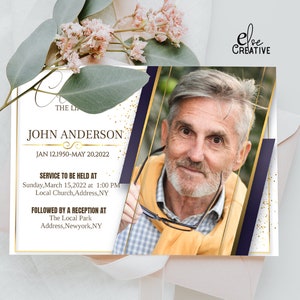 Funeral Announcement Template - Printable Memorial Service, Mass ...