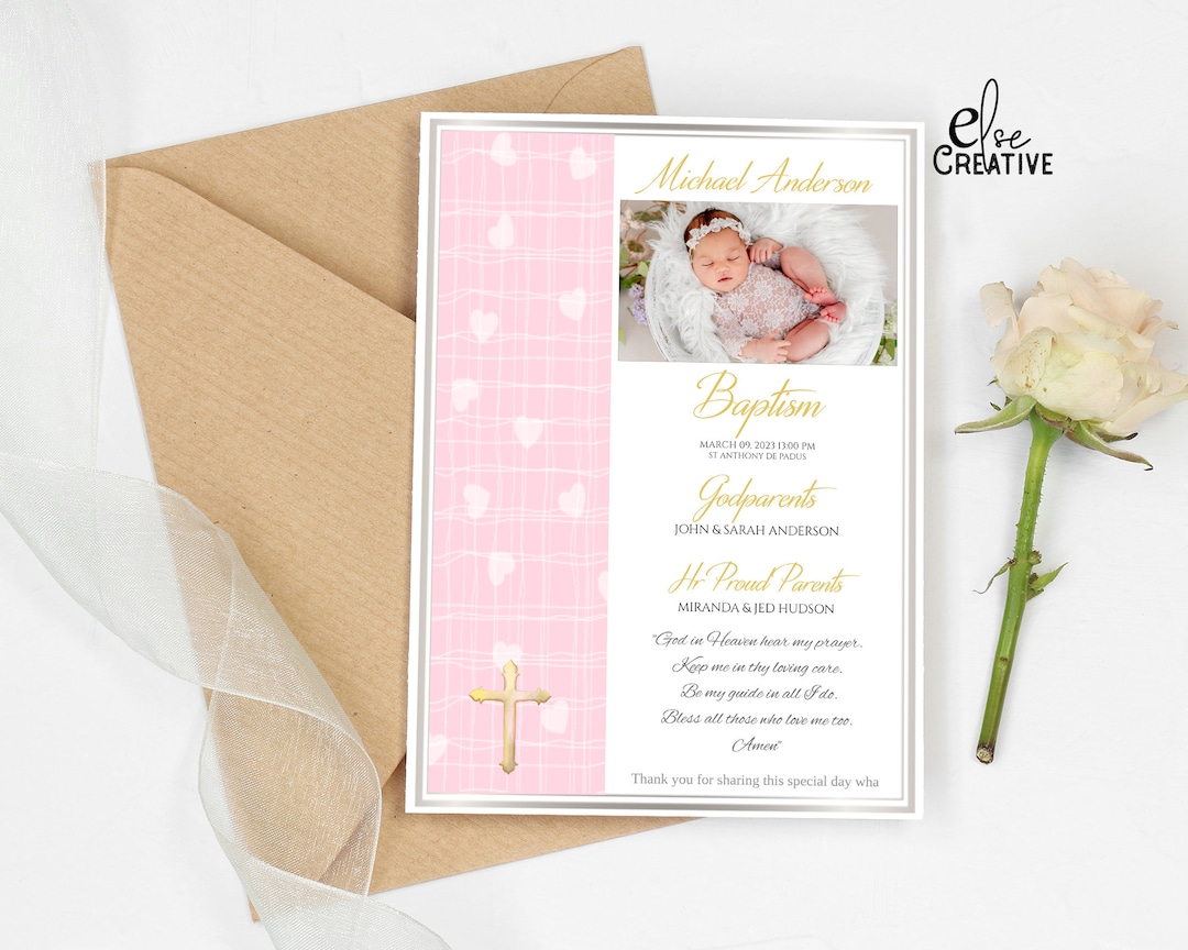 Rosary Cards, Baptism Invitation Template, Editable & Printable Instant ...