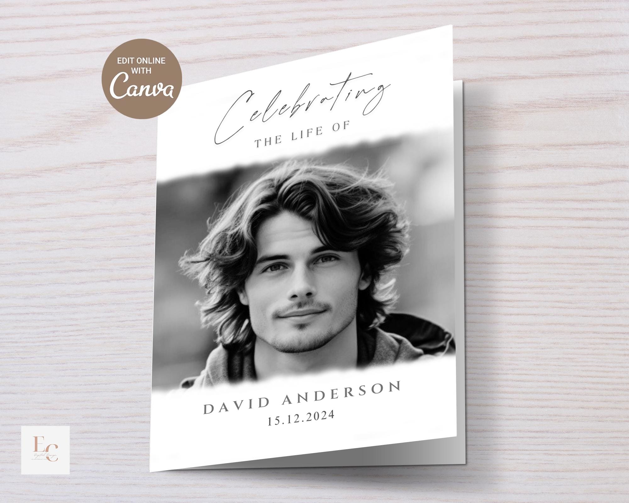 Minimalist Funeral Program Template: Editable Memorial Service (canva ...