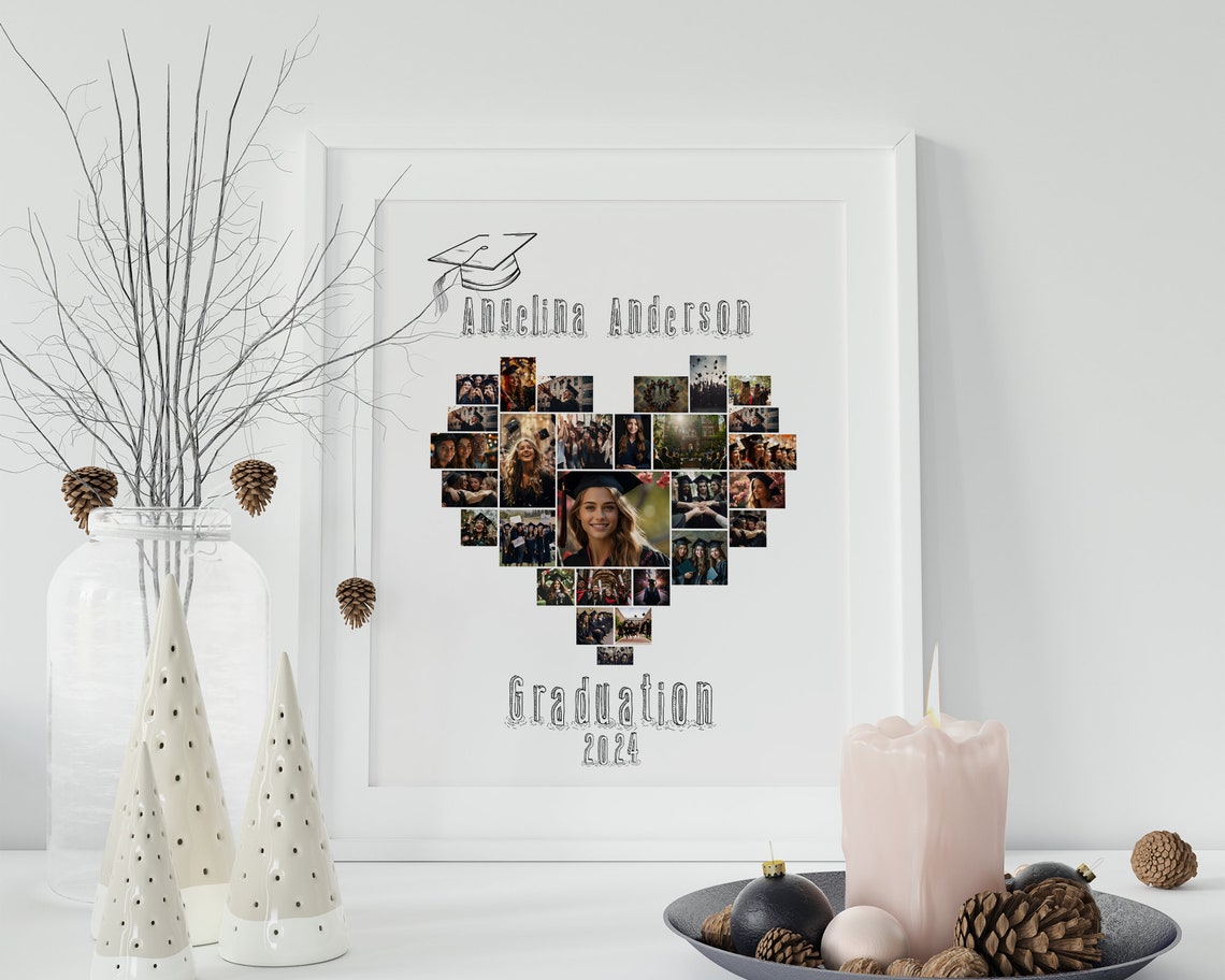 Graduation Photo Collage Template, Poster 4 Size Graduate Picture ...