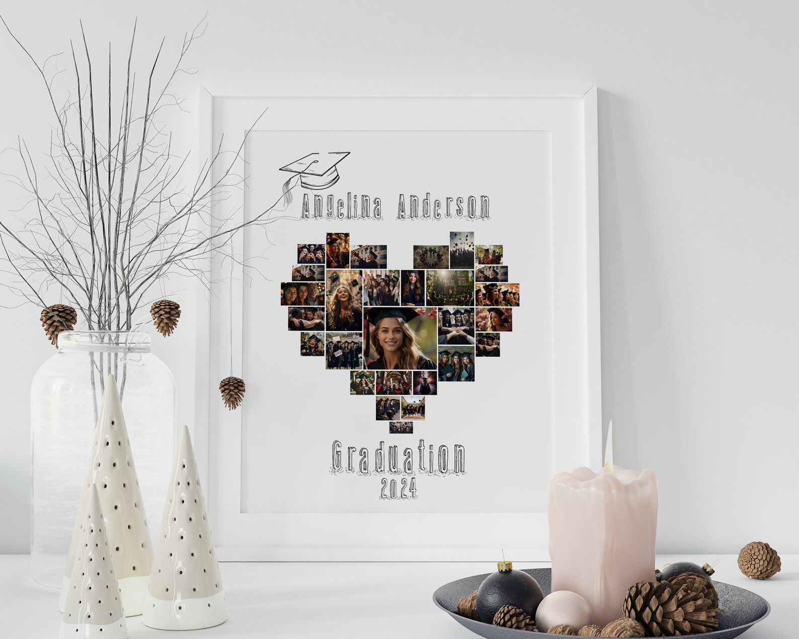 Graduation Photo Collage Template, Poster 4 Size Graduate Picture ...