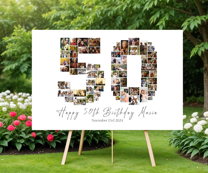 50th Birthday Photo Collage Template, Personalized 50th Birthday Gift ...