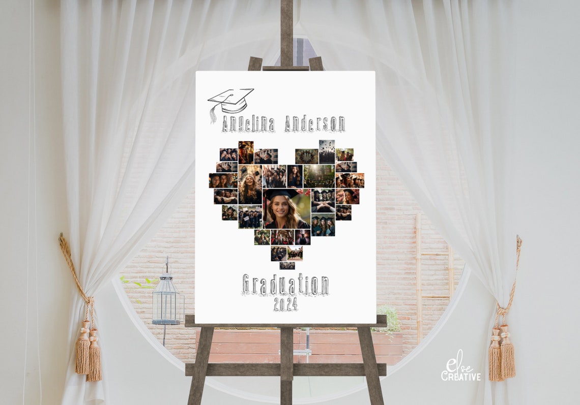 Graduation Photo Collage Template, Poster 4 Size Graduate Picture ...