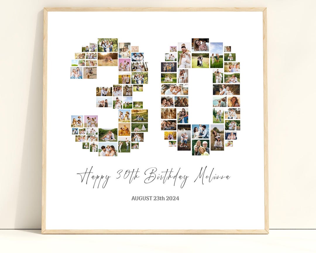 30th Birthday Photo Collage Template, Personalized 30th Birthday Gift ...