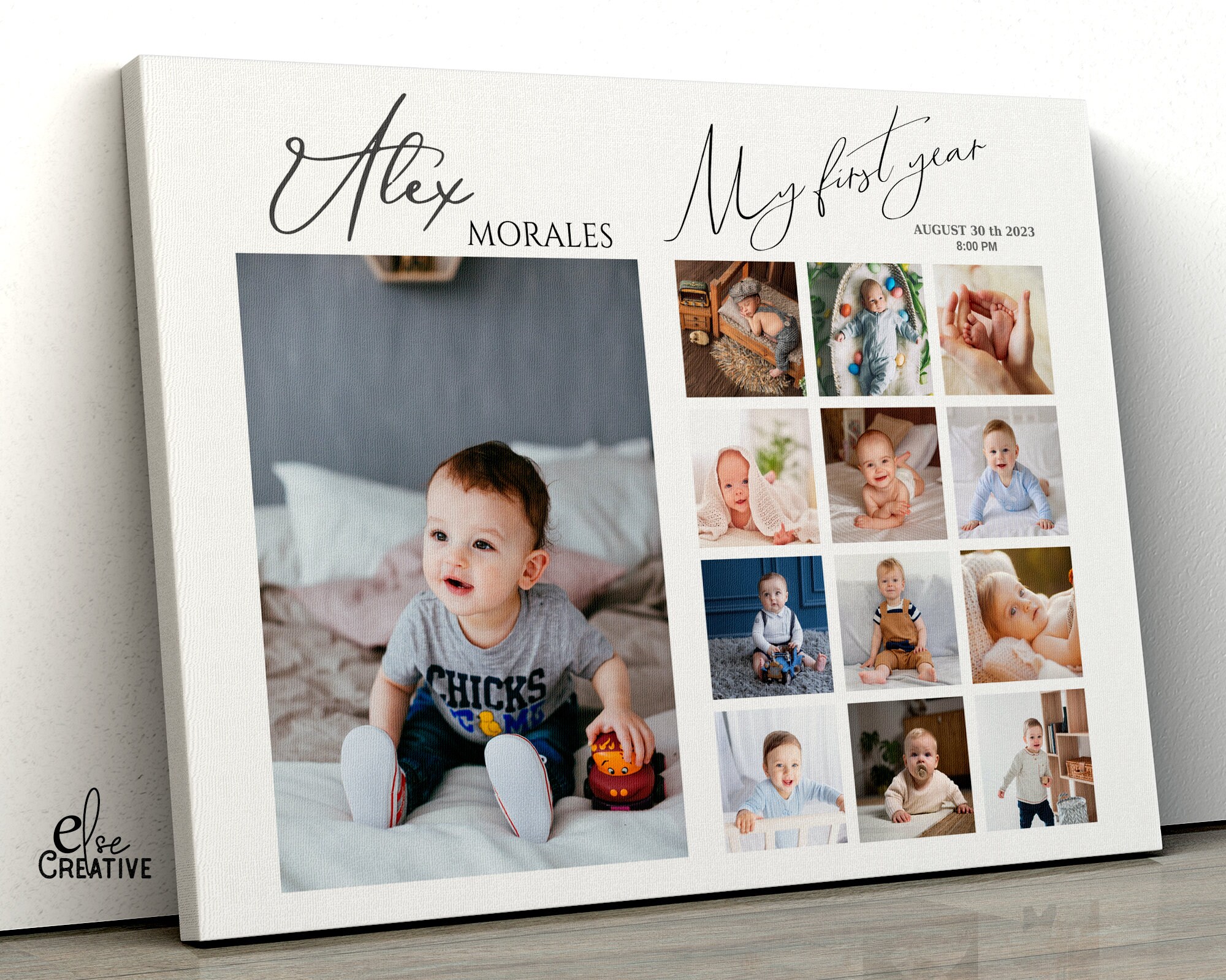 Editable First Year Photo Collage Template, Baby 1st Birthday Gift ...