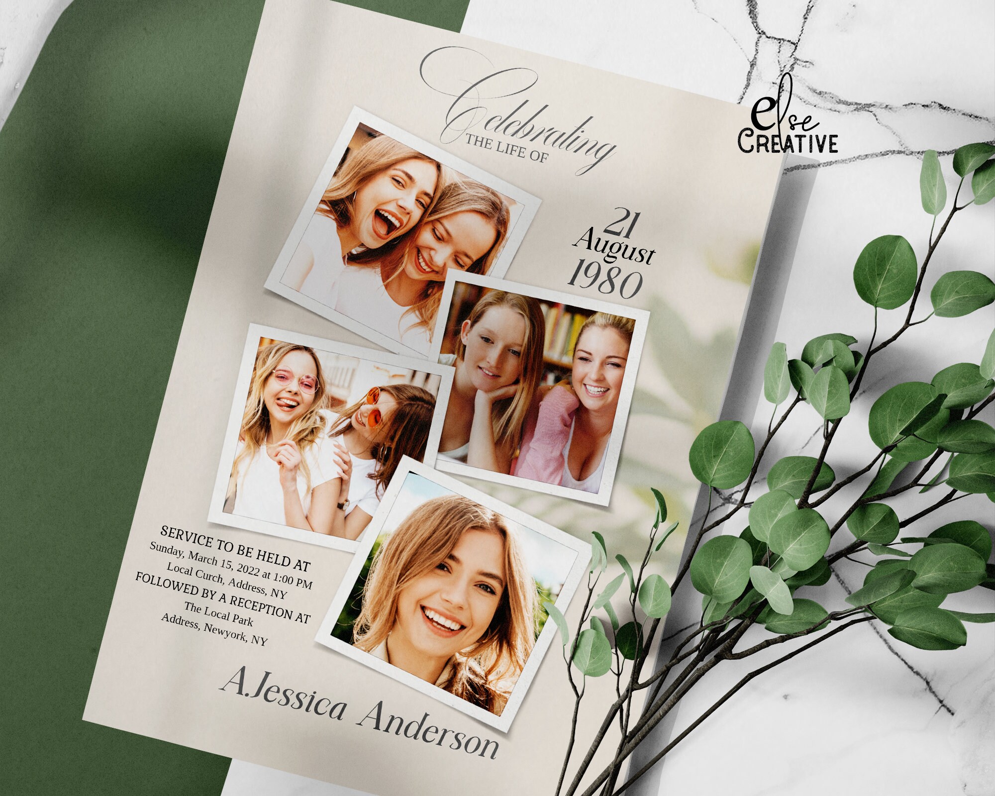 Funeral Announcement Template, Printable Commemorative, Mass Invitation ...