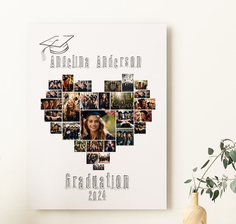 Graduation Photo Collage Template, Poster 4 Size Graduate Picture ...