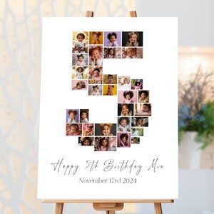 5th Birthday Photo Collage Template, 5th Birthday Photo Milestone Sign ...