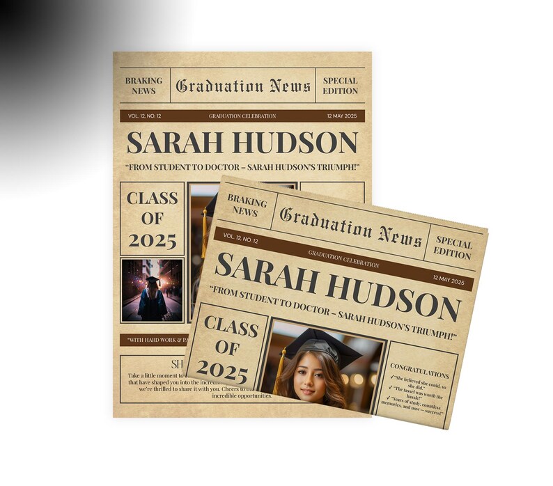 Graduation Newspaper Announcement Template: Editable Canva Design ...
