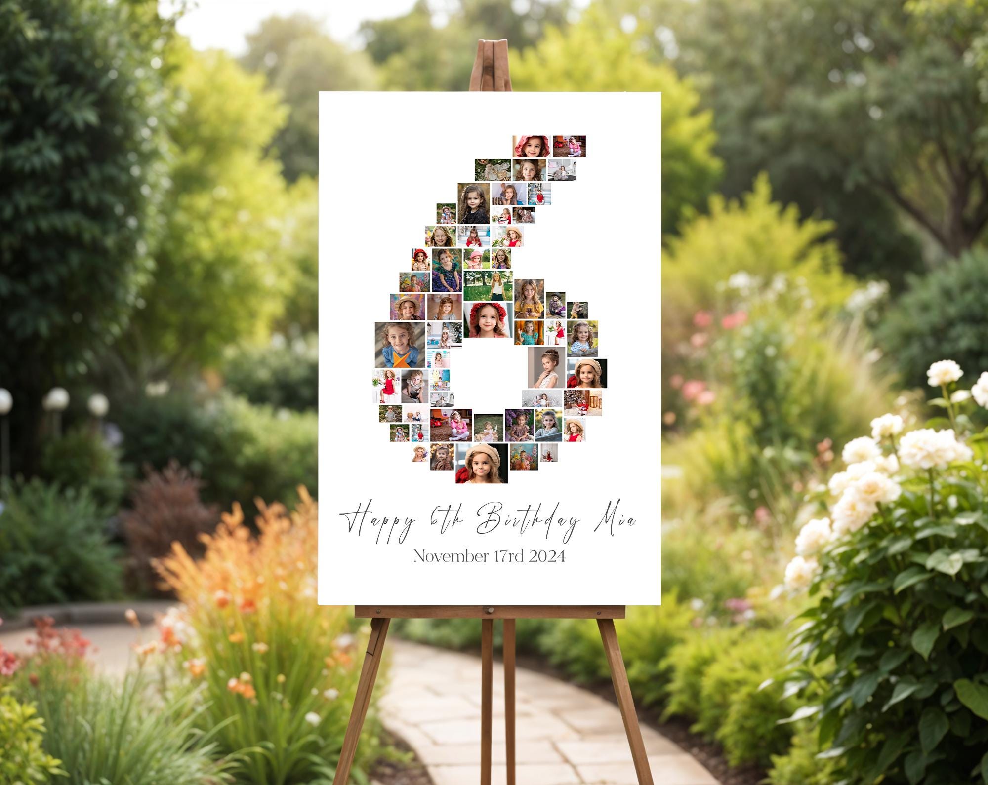 6th Birthday Photo Collage Template: Custom Number 6 Gift (canva ...