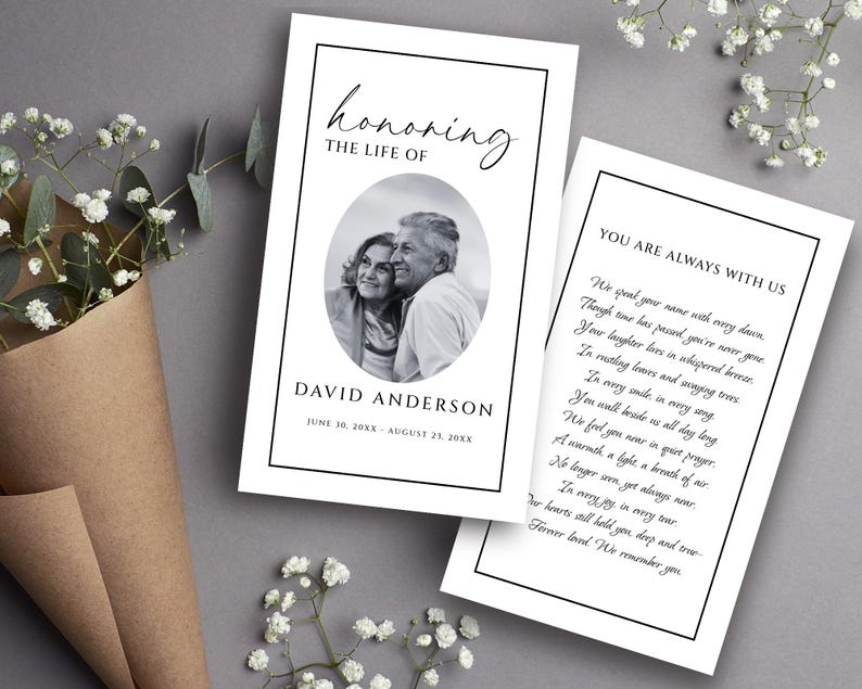 Editable Funeral Prayer Card Template: Memorial Keepsake (canva Digital ...