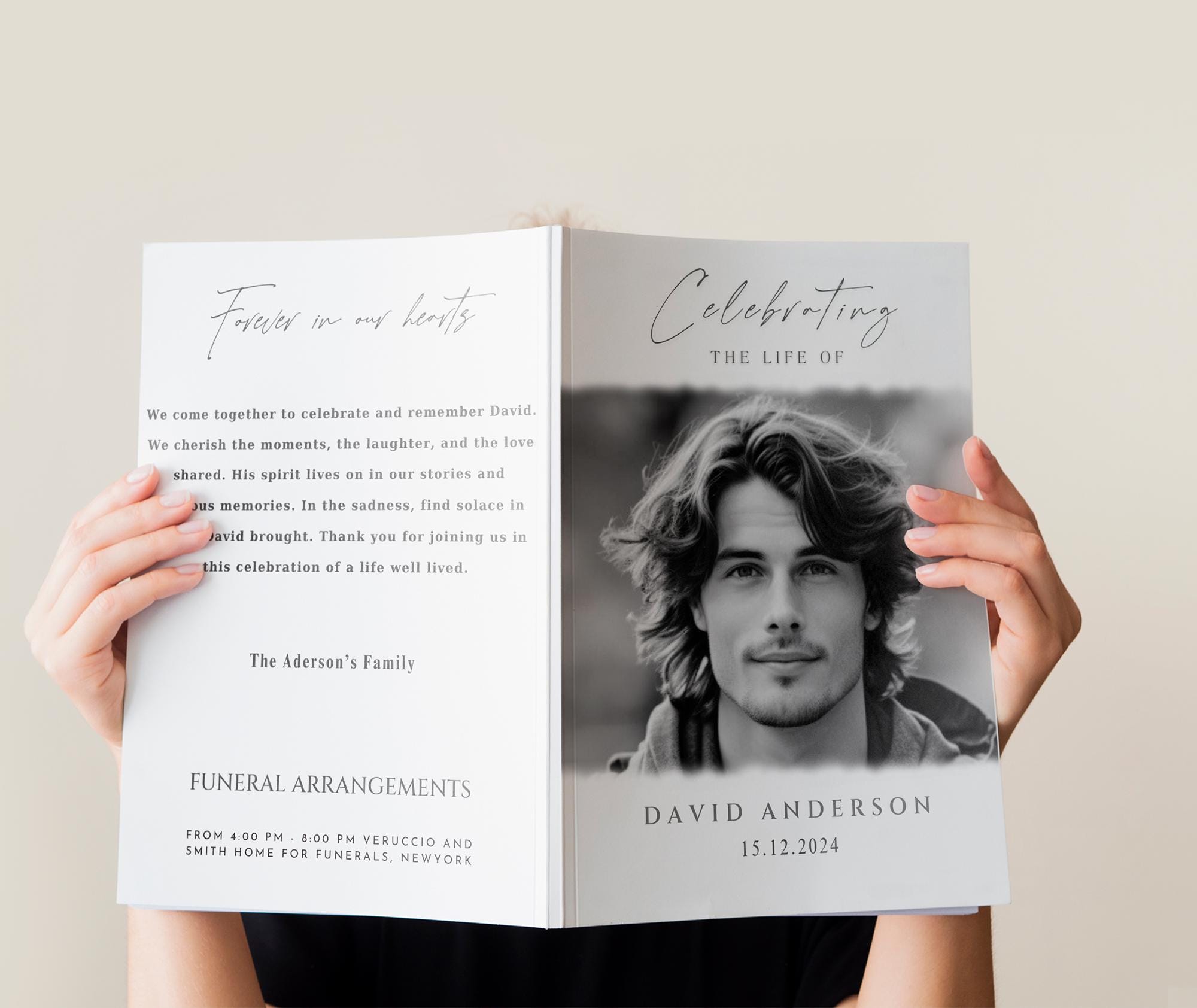 Minimalist Funeral Program Template: Editable Memorial Service (canva ...