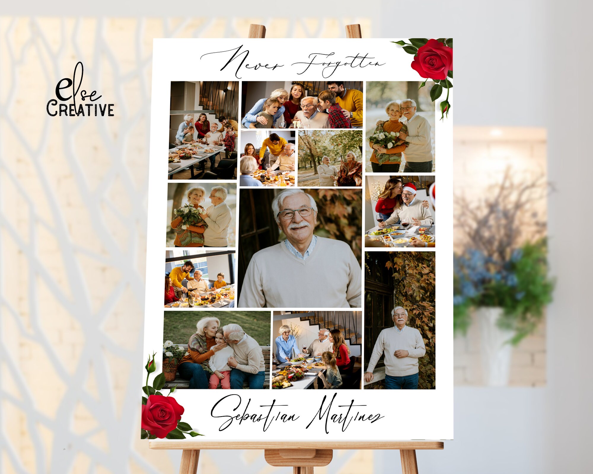 SET Funeral Heart Collage Templates, Heart Roses Funeral Photo Collage ...