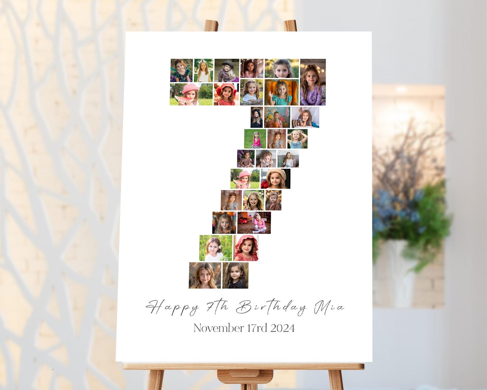 7th Birthday Photo Collage Template: Custom Number 7 Gift (canva ...