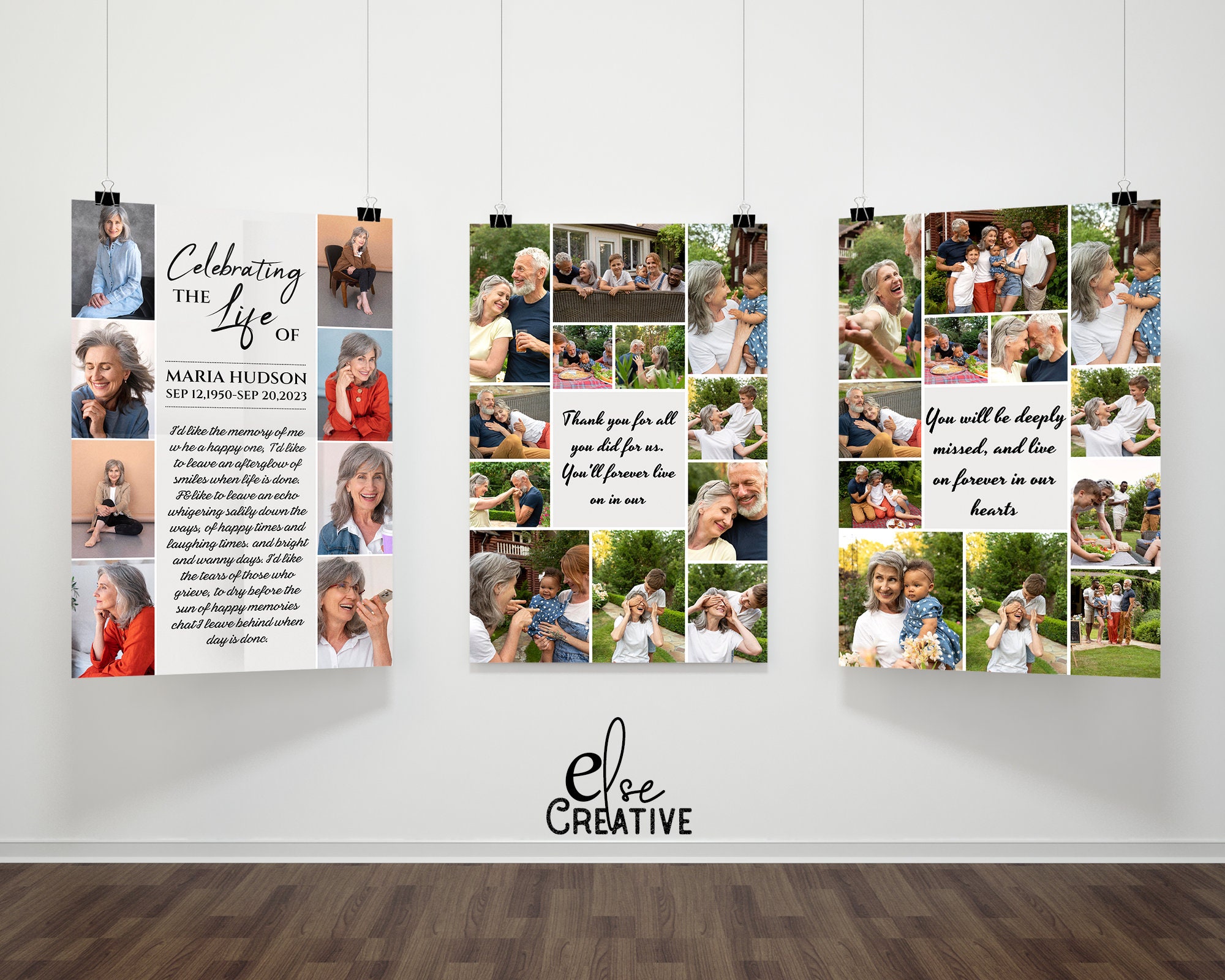Funeral Photo Collage With Notes,funeral Welcome Sign Set Template ...