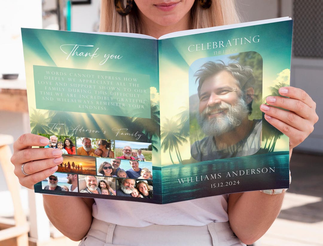Island Palm Funeral Program: Celebration of Life, Obituary (A4, A5) - Etsy