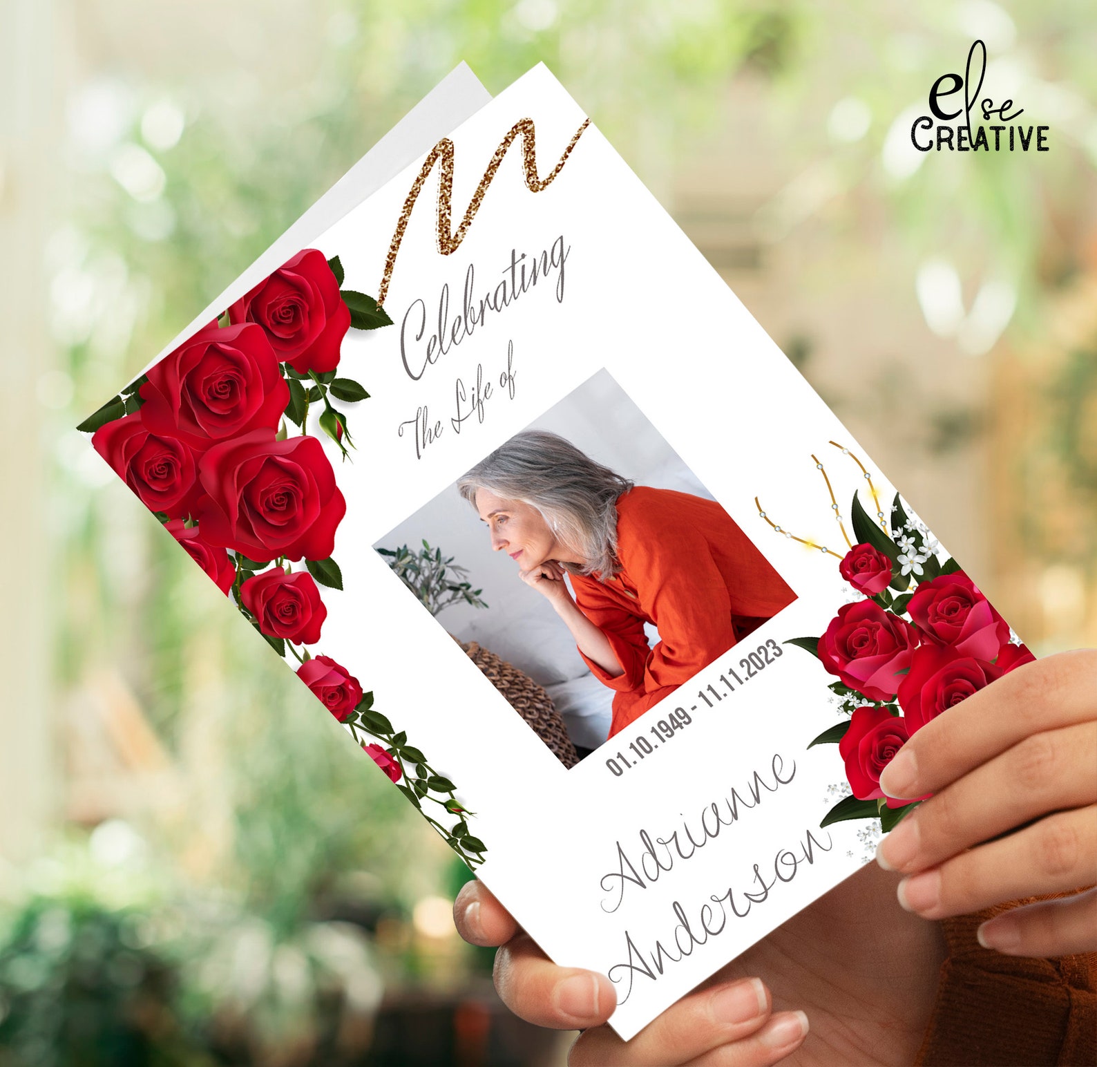 Red Roses Funeral Program Template: Memorial Service (PDF) - Etsy