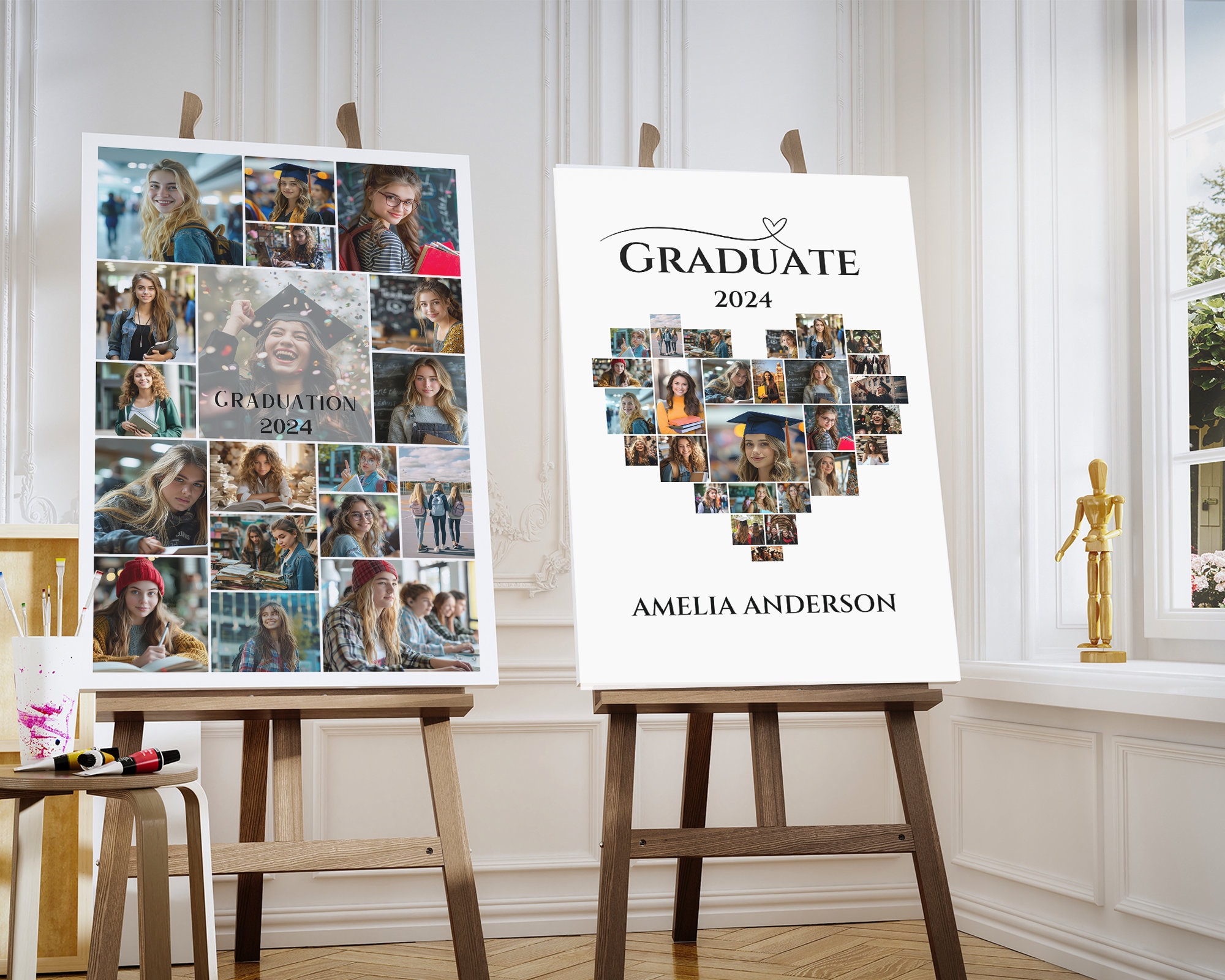 Graduation Photo Collage Template, Heart Collage and 24x36 Photo ...