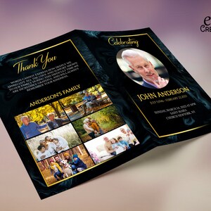 Editable Black Funeral Program Template: Memorial Service (digital ...