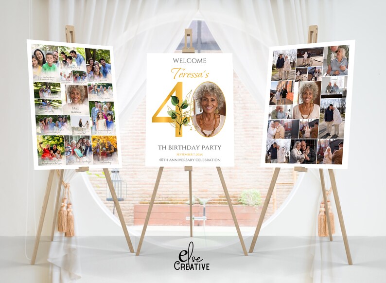 40th Birthday Photo Collage Poster Template: Customizable Modern Design ...