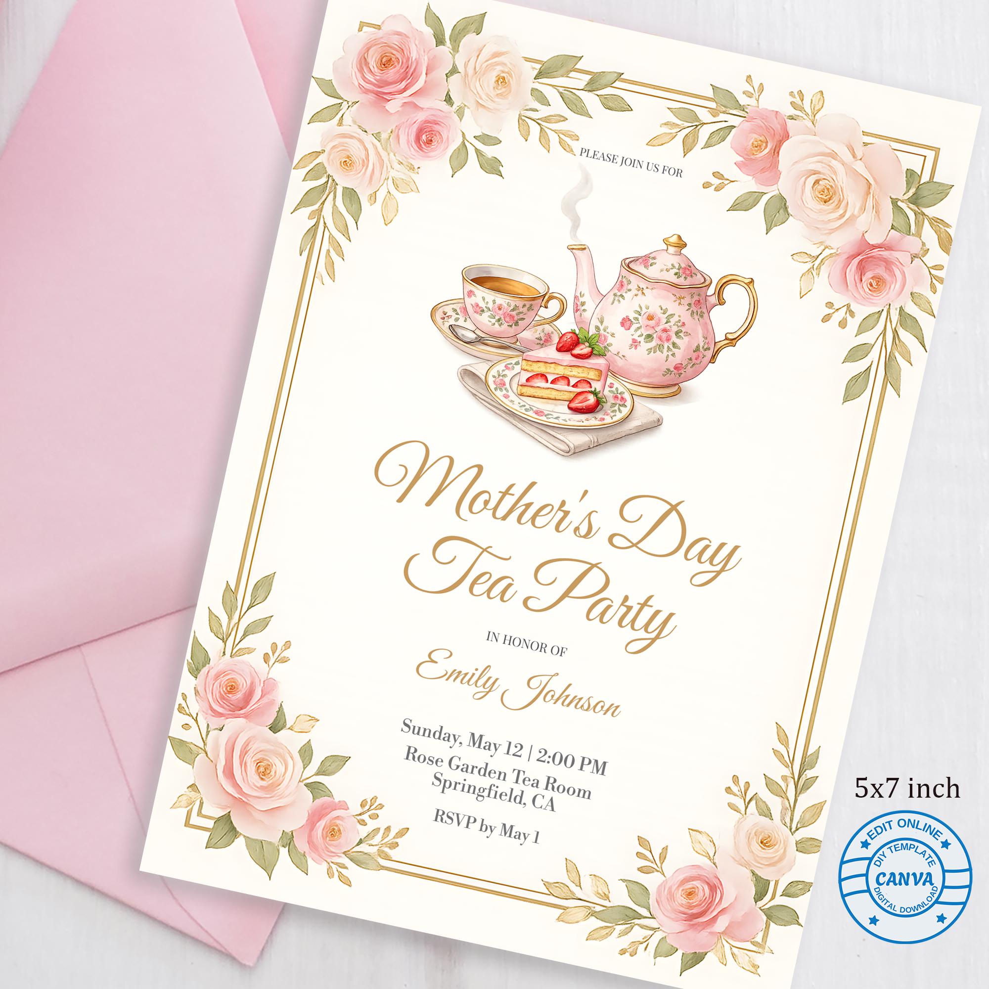 Floral Mother's Day Tea Party Invitation, Mommy & Me Brunch Invite ...