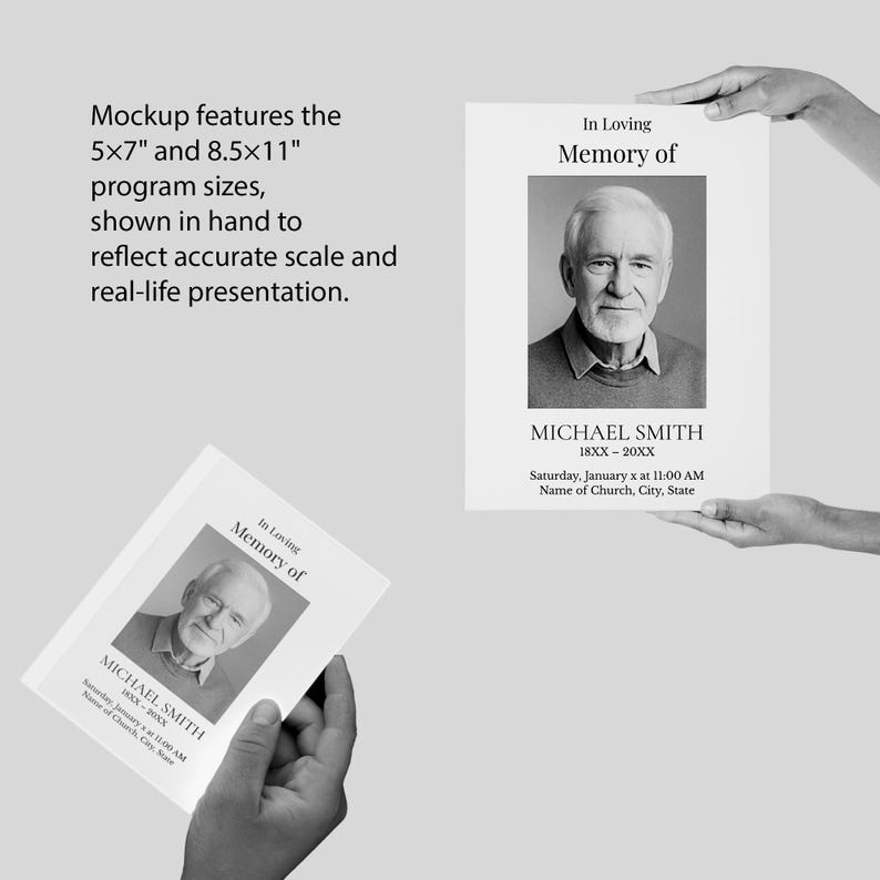 Modelo editável de programa funerário – Cerimônia Memorial, Obituário ...