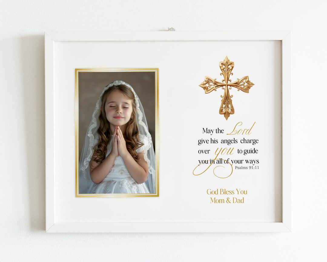 Personalized First Communion Photo Frame: Cross Keepsake (digital ...