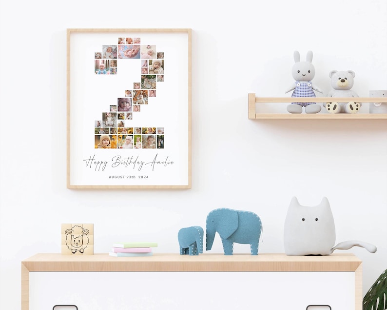 Birthday Number 2 Photo Collage, Birthday Gift, Second Birthday Photo 2 ...