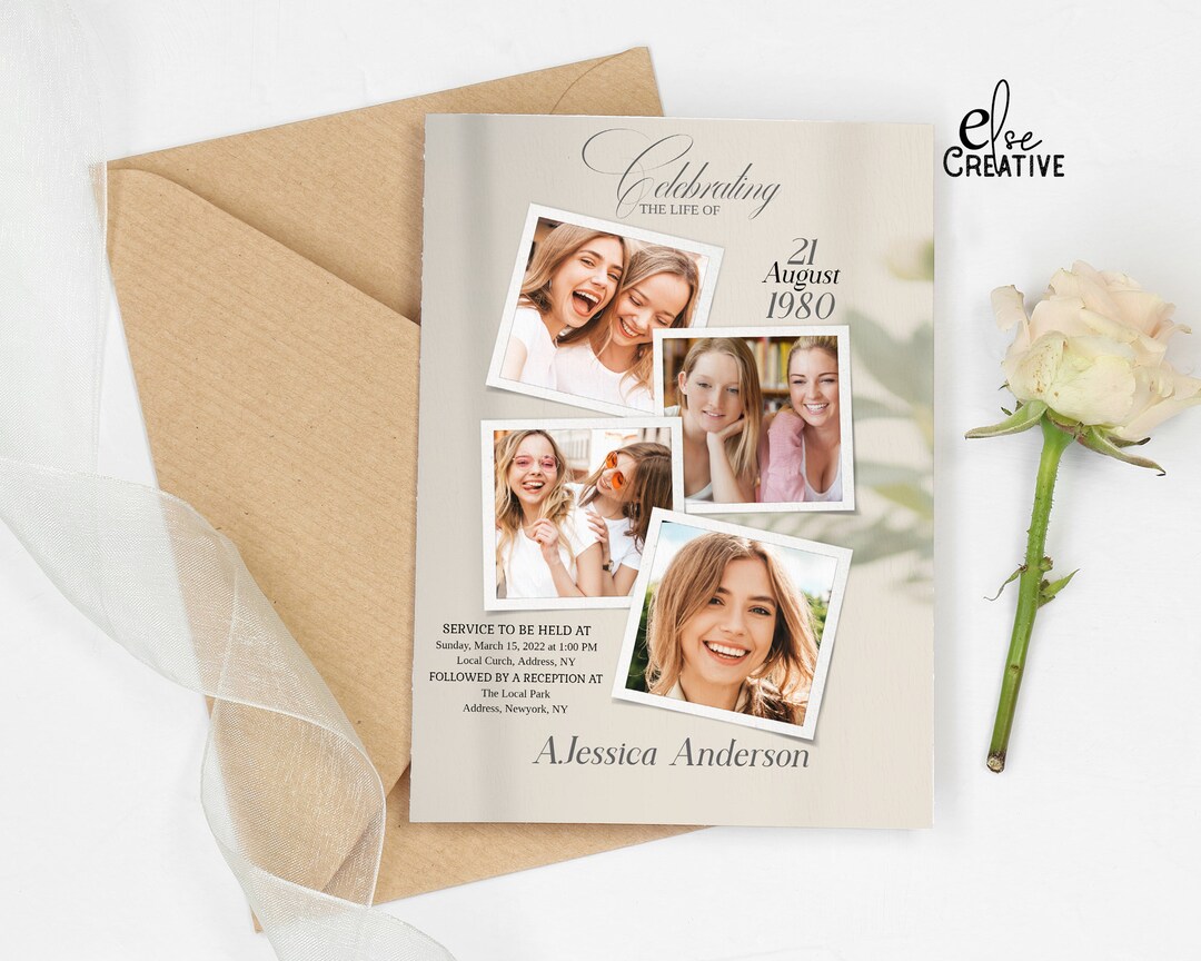 Funeral Announcement Template, Printable Commemorative, Mass Invitation ...