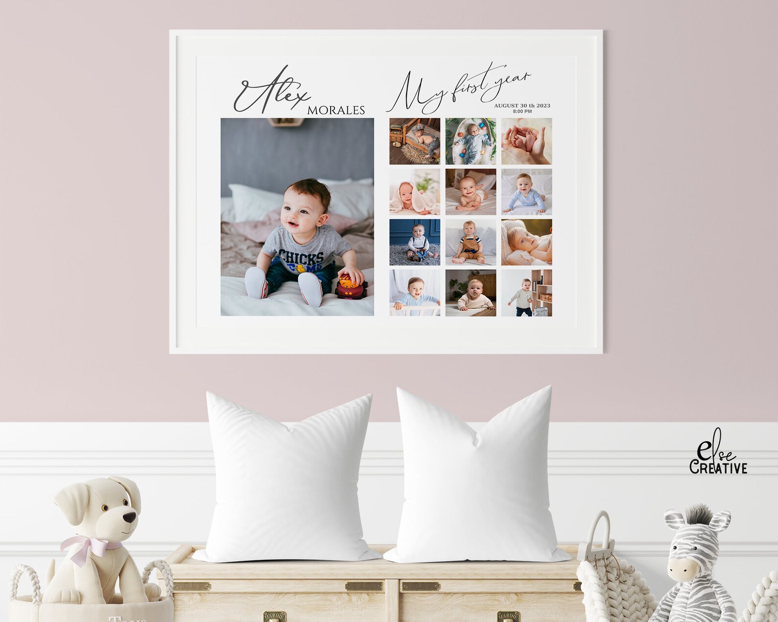 Editable First Year Photo Collage Template, Baby 1st Birthday Gift ...