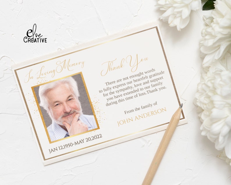 Funeral Thank You Card Template, Folded Funeral Thank You Note Card ...