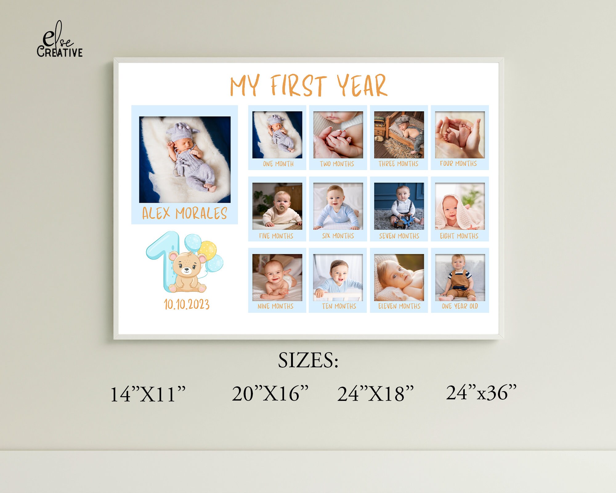 Editable Baby First Year Photo Collage Template (digital Download) - Etsy