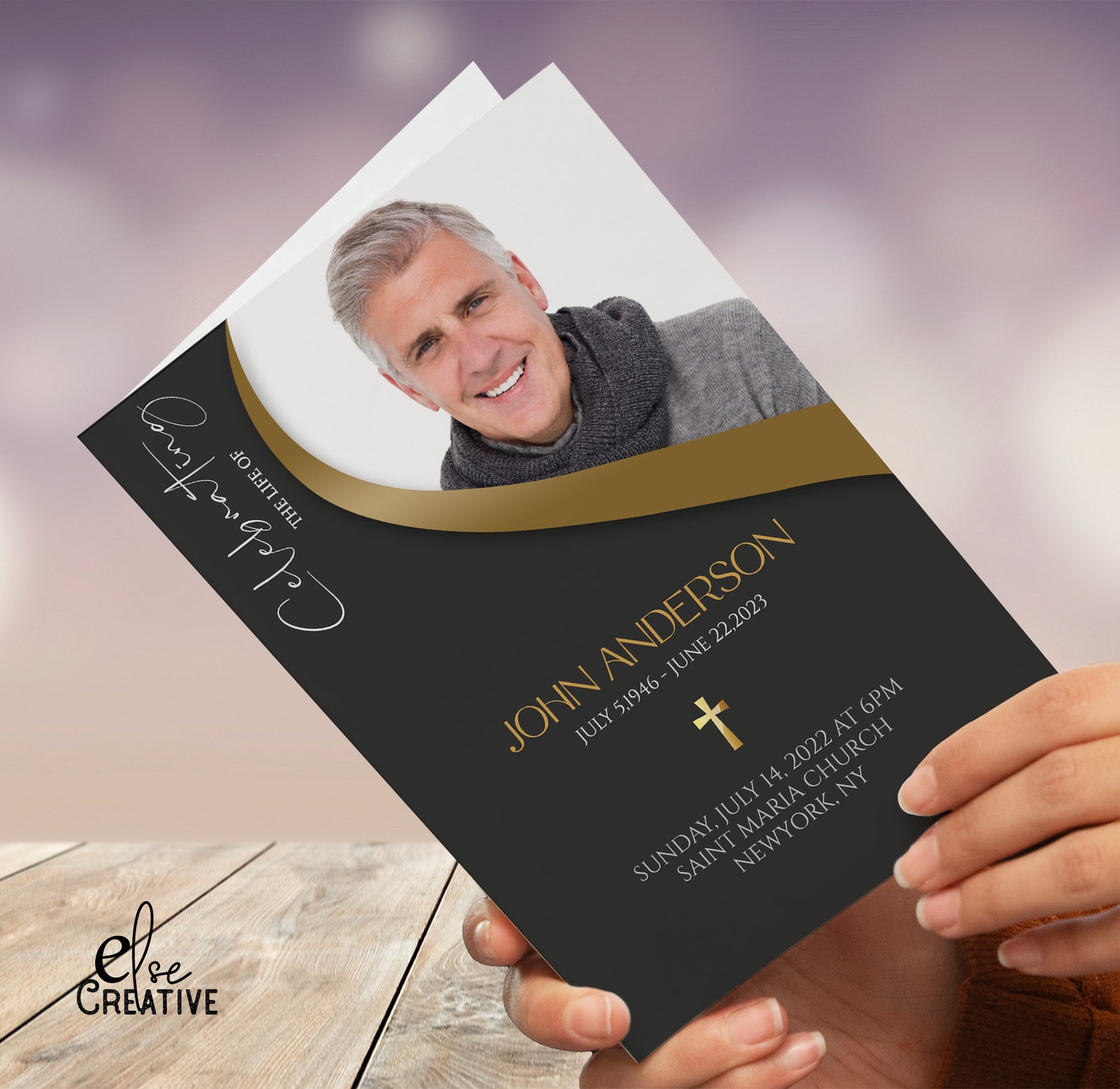 Black Funeral Program Template: Editable Memorial Service (digital ...