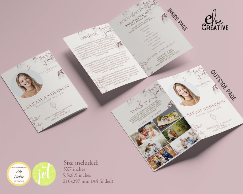 Minimalist Catholic Funeral Program Template (digital Download) - Etsy