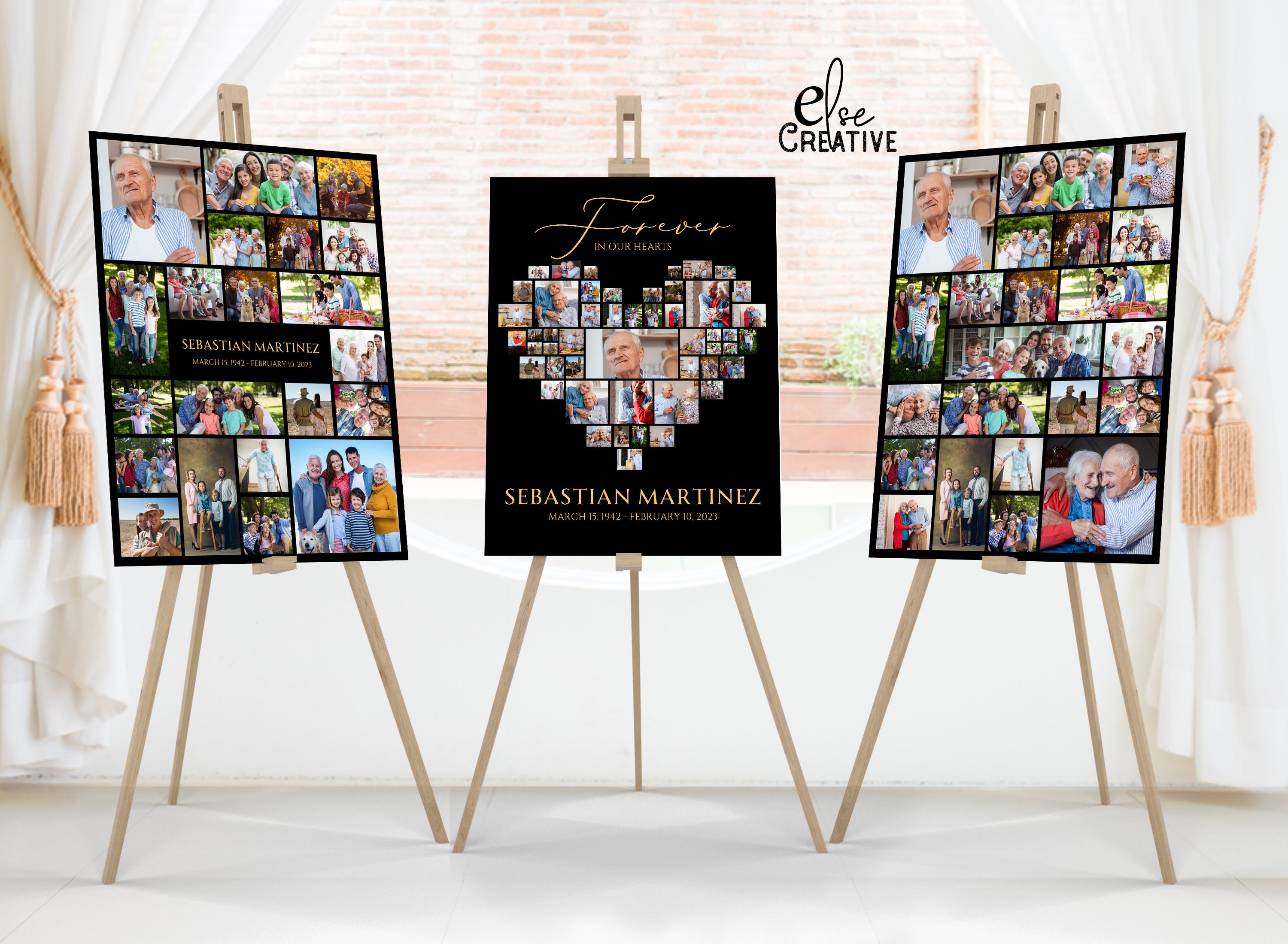 Black Frame Gold Font Celebration of Life Poster Funeral Poster 93 ...