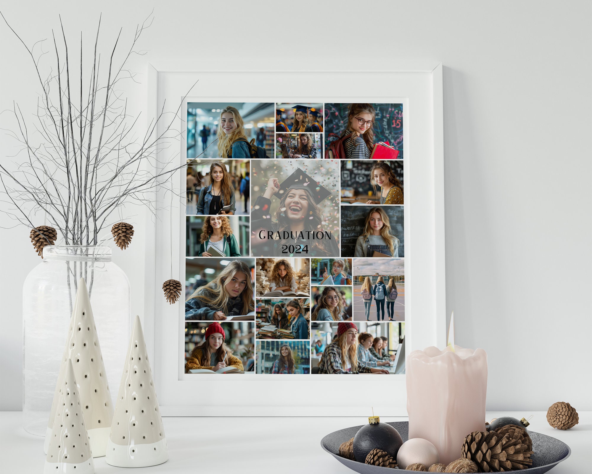 Graduation Photo Collage Template, Heart Collage and 24x36 Photo ...