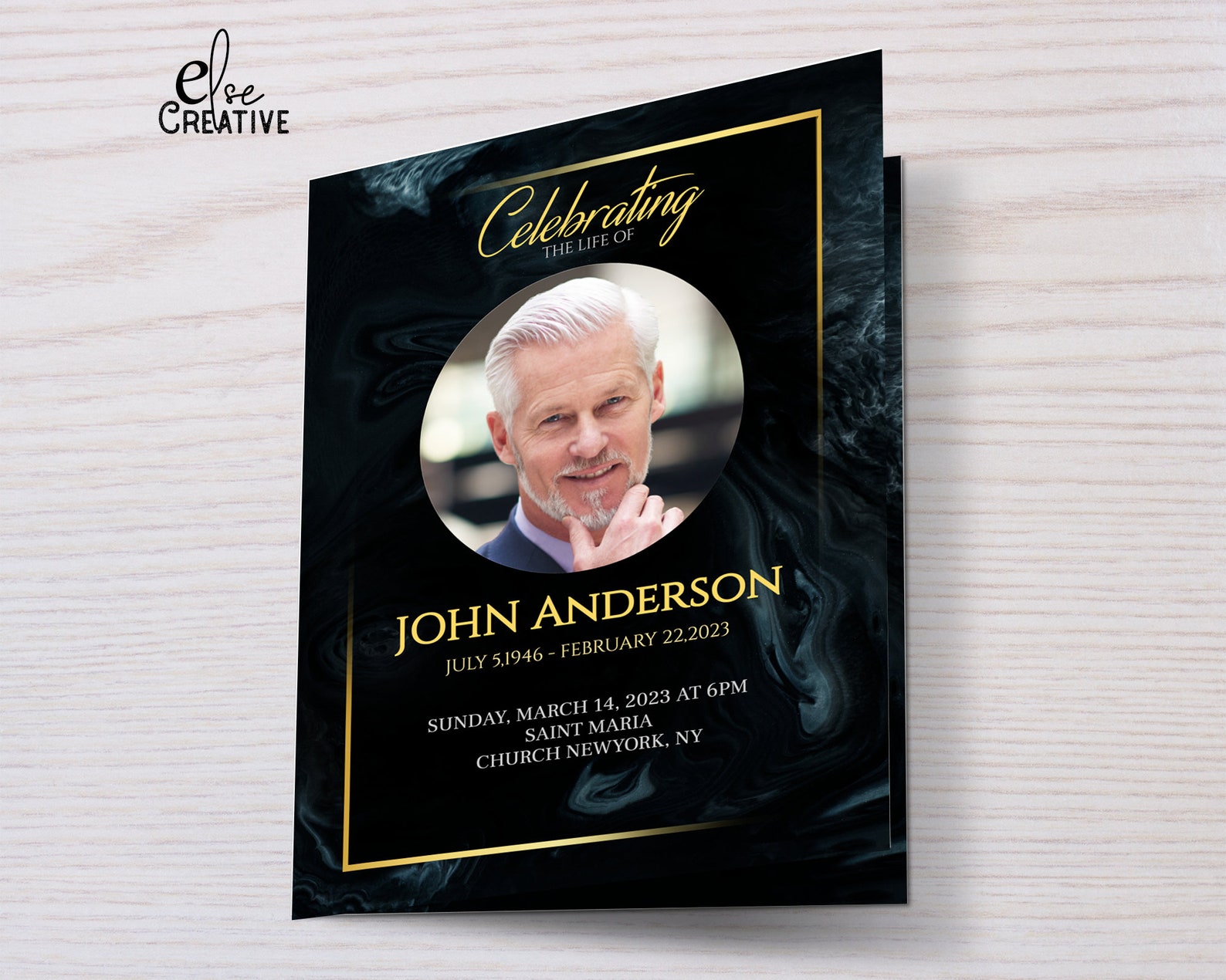 Editable Black Funeral Program Template: Memorial Service (digital ...