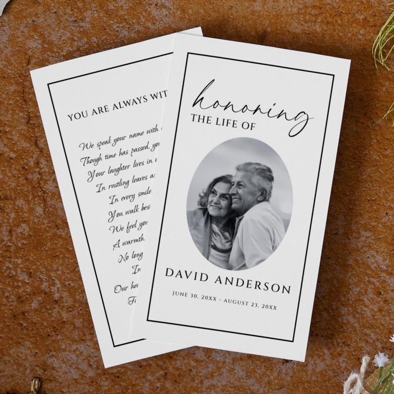 Editable Funeral Prayer Card Template: Memorial Keepsake (canva Digital ...